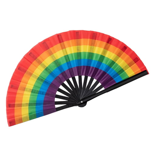 AQRS 1 Set Folding Fan Easy Open LGBT Pride Rainbow Fan Portable ...