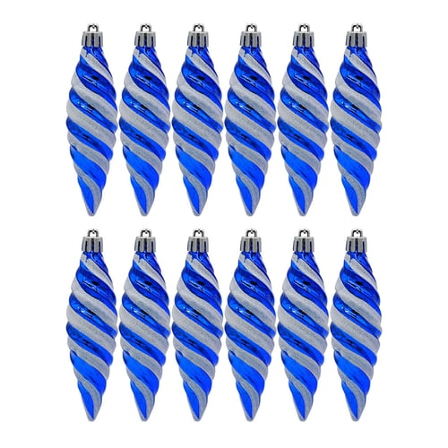 AQRS 12Pcs Christmas Decorations Painted Pointed Spiral Thread Pendant ...