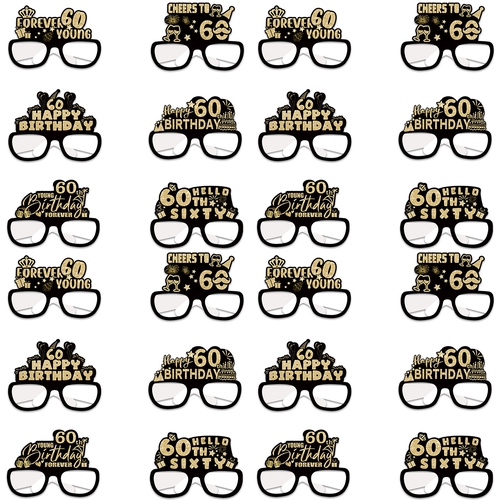 AQRS 24 Pcs Paper Glasses Birthday Party Eyeglasses Decoration 18 21 30 ...