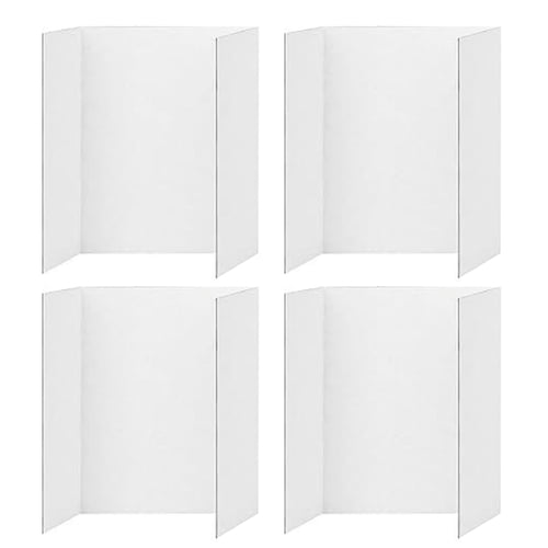 AQRS 4Pcs Tri-Fold Poster Boards Small White Presentation Boards ...
