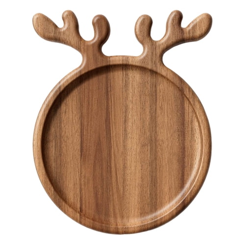 AQRS Christmas Antler Wood Plate for Food Presentation Elegant Wooden ...