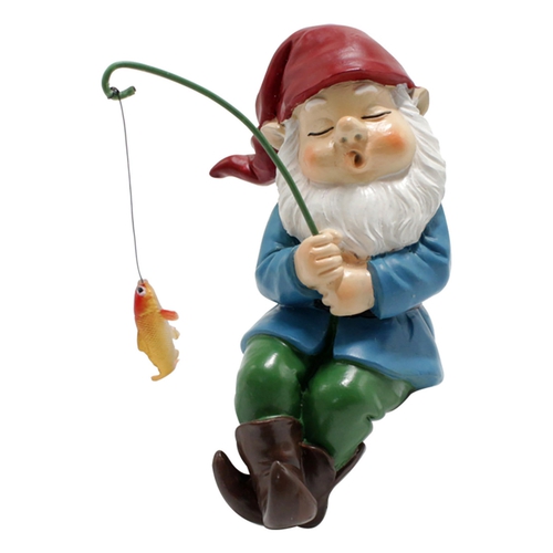 AQRS Fishing Gnome Statue Garden Gnome Fishing Man Sculpture Rust-Proof ...