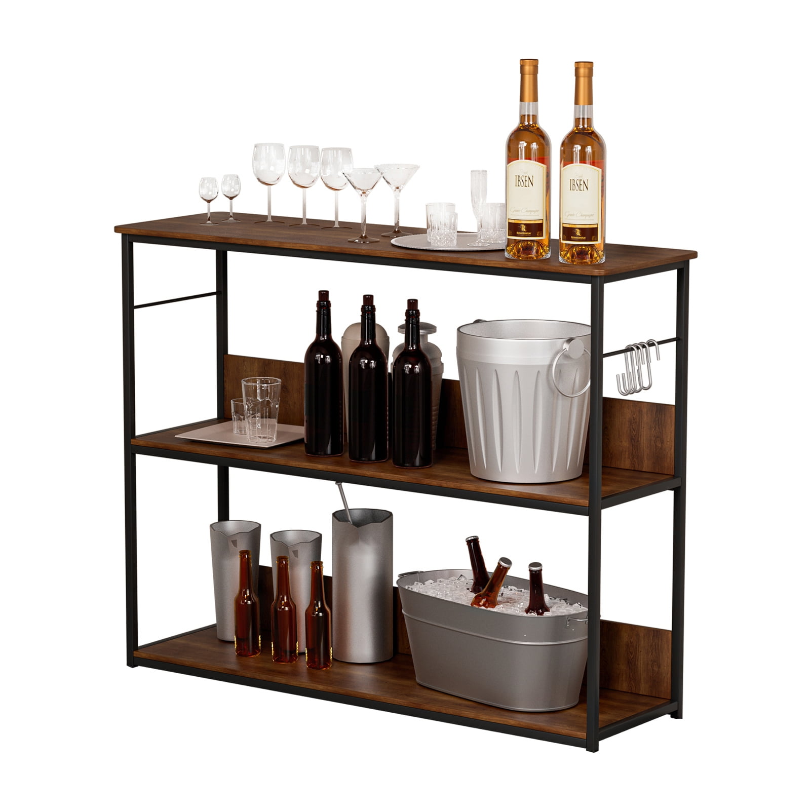 AQRS Kitchen Island, Kitchen Storage Table with Metal Frame, 2 Tiers ...