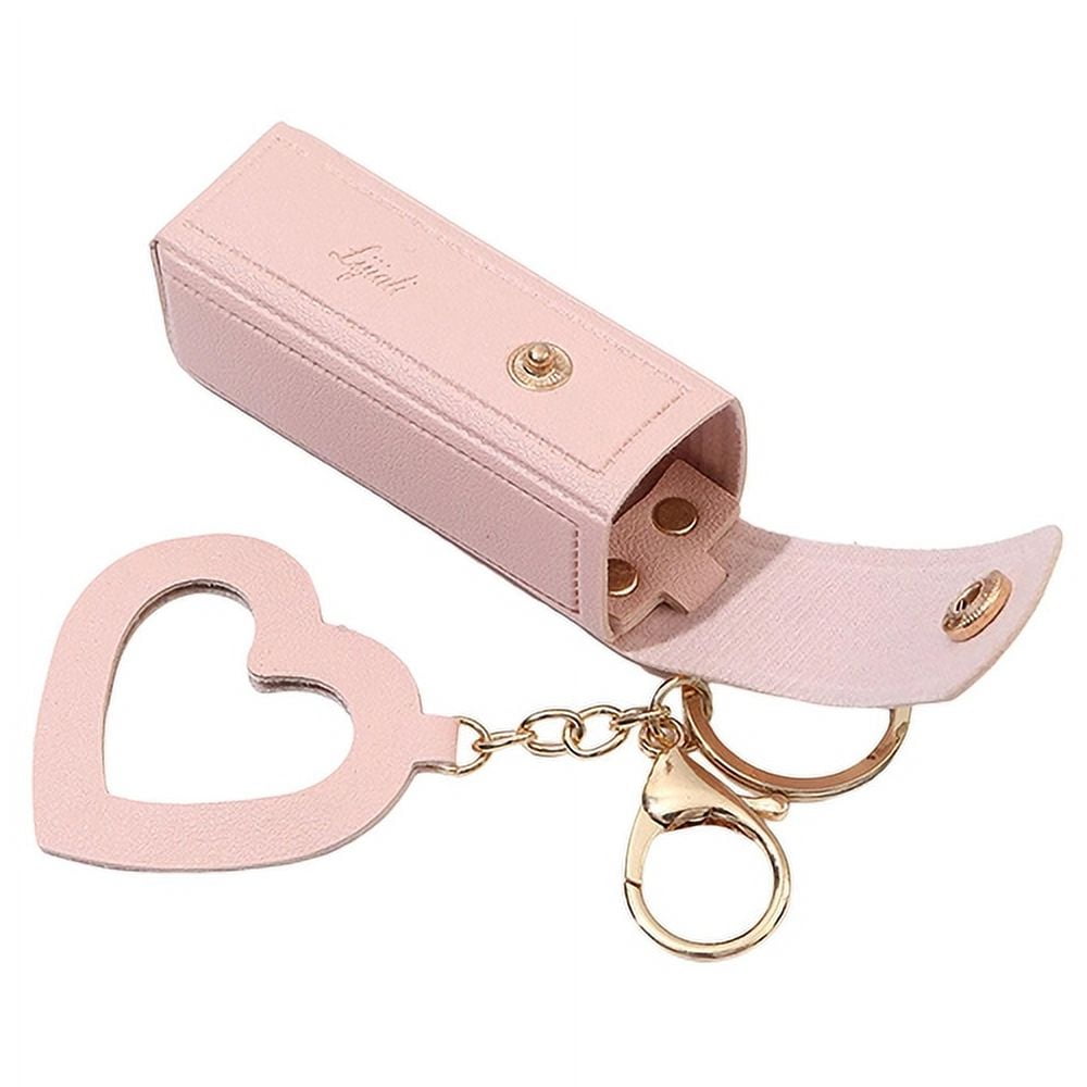 AQRS Lipstick Bag Keychain Lobster Clip Stainless Faux Leather Mini ...