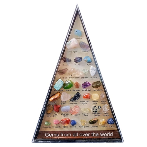 AQRS Natural Gemstone Set 36 Types of Gems with Display Case Rock Set ...