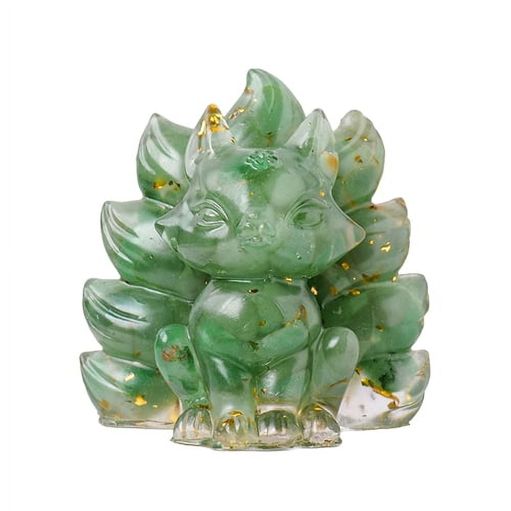 AQRS Natural Stone Nine-tailed Foxes Figurine Positive Healing Energy ...