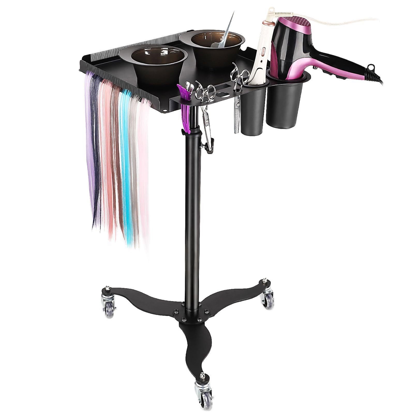 AQRS Rolling Salon Tray on Wheels, Metal Hairstylist Tray Rolling Cart ...
