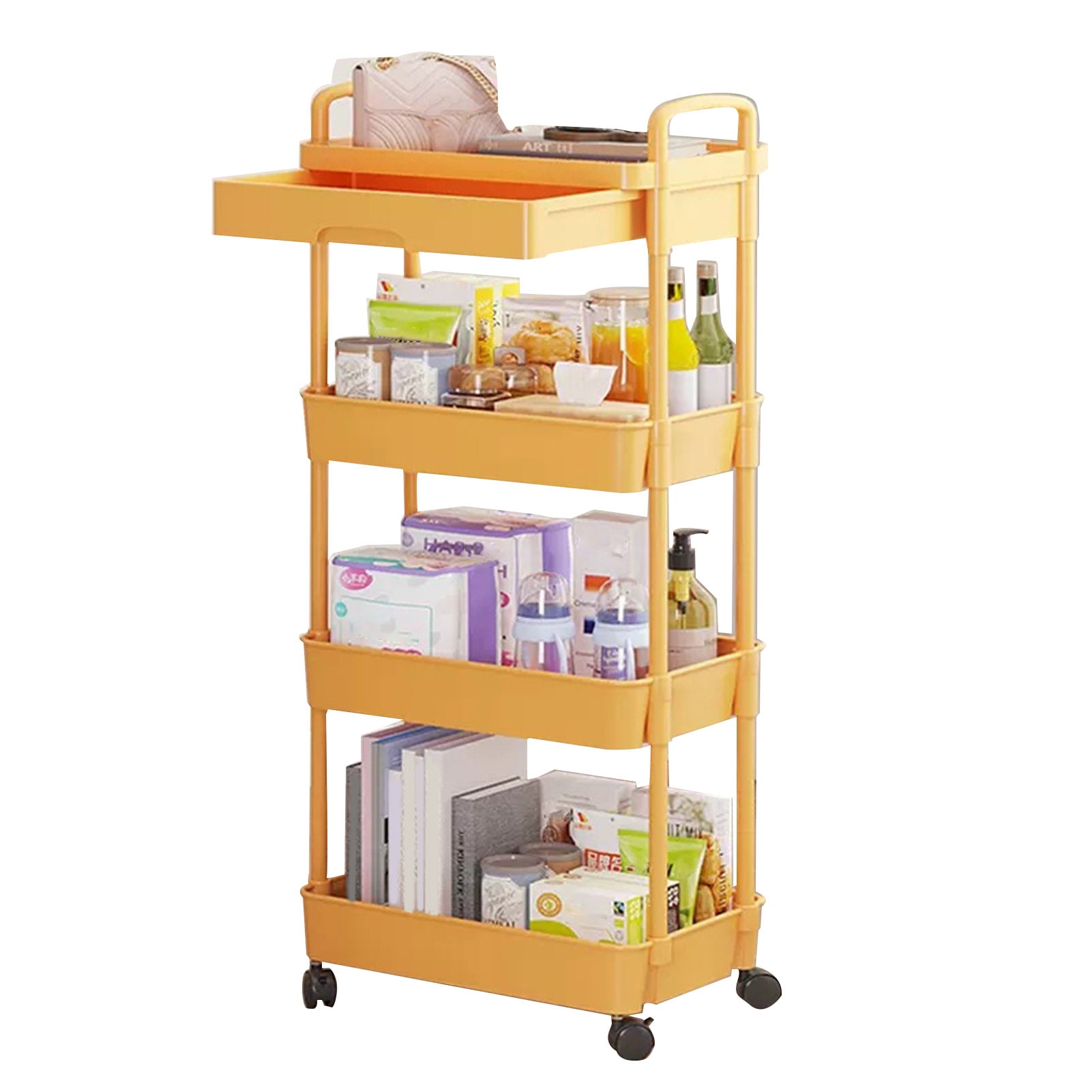 AQRS Rolling Utility Cart Storage Rack with 360-Degree Swivel Wheels ...