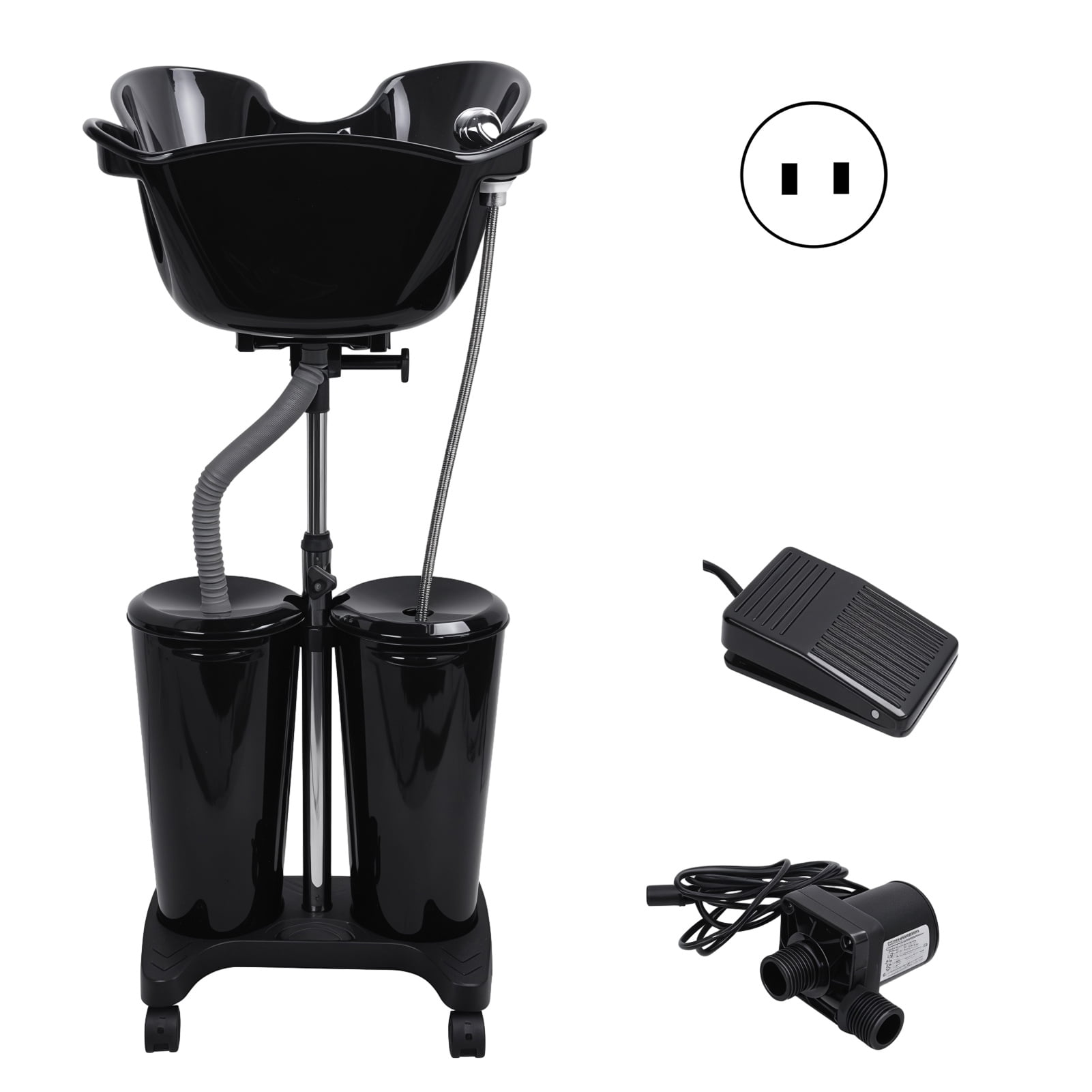 AQRS Semi-reclining Vertical Shampoo Basin with 2 Buckets And Drain ...