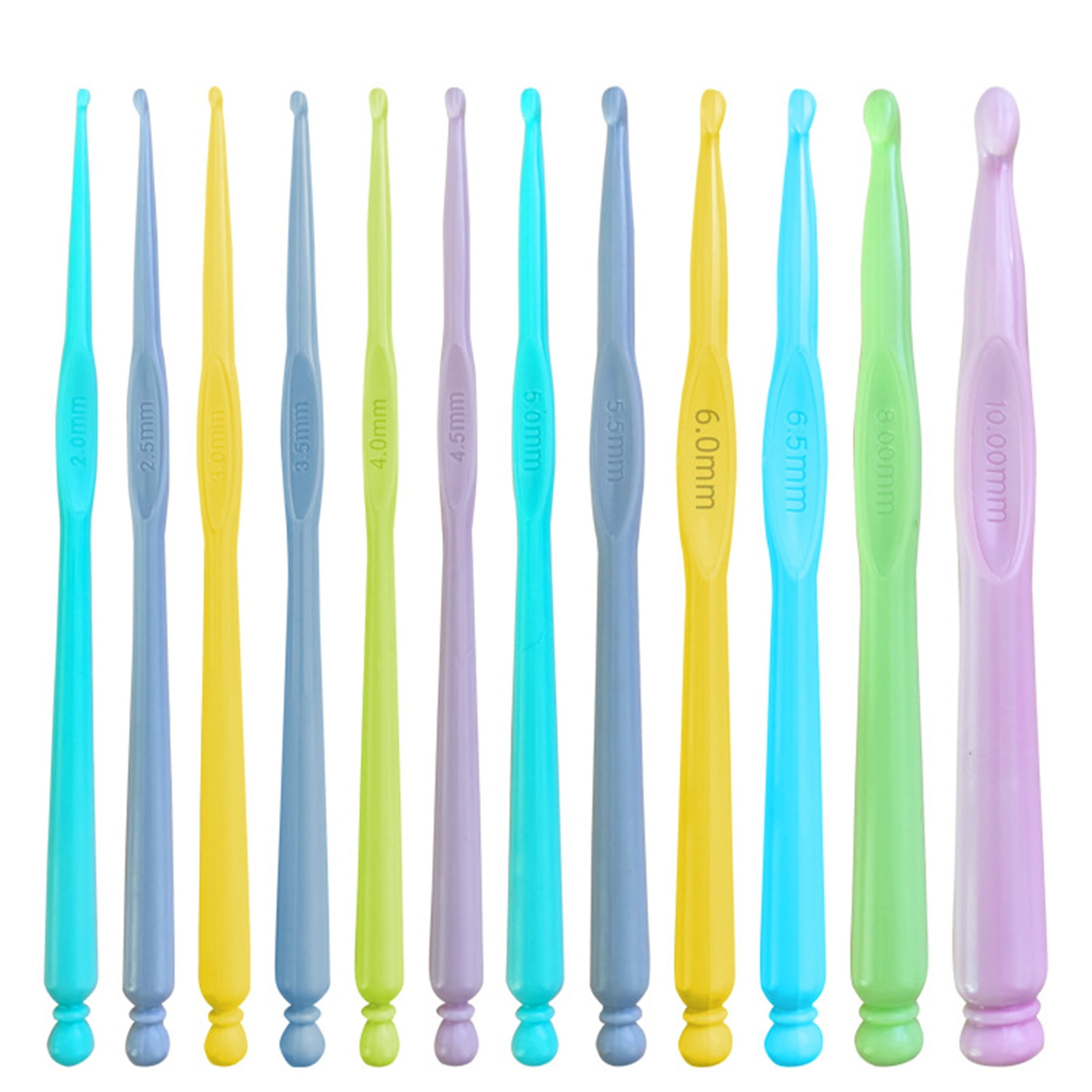 AQSQ 12Pcs Crochet Hook Comfortable Grip DIY Plastic Stitches Crafts ...