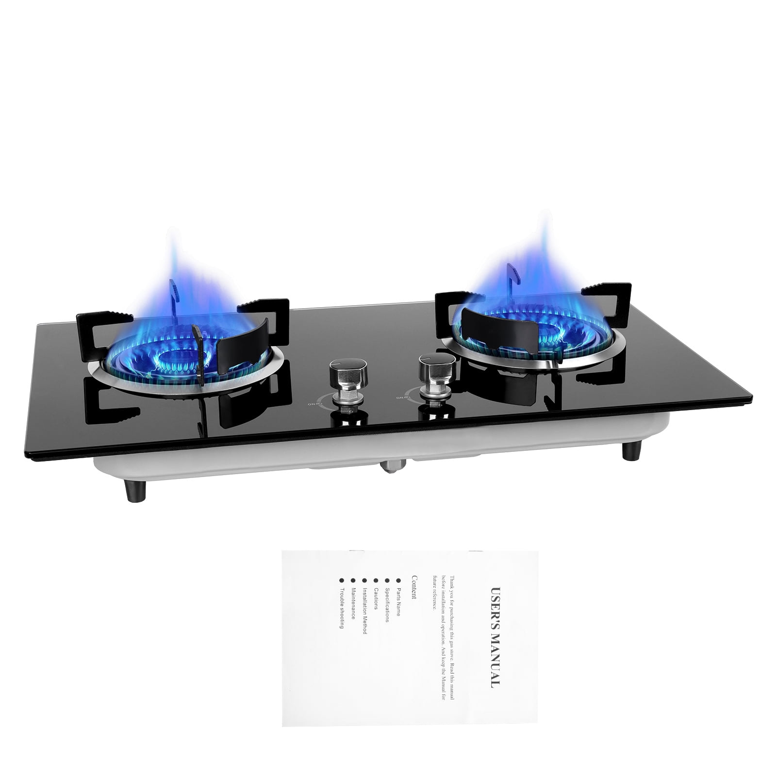 AQSQ 2 Burner Stove Burner Range Gas Propane Fueled LPG Auto Ignition ...