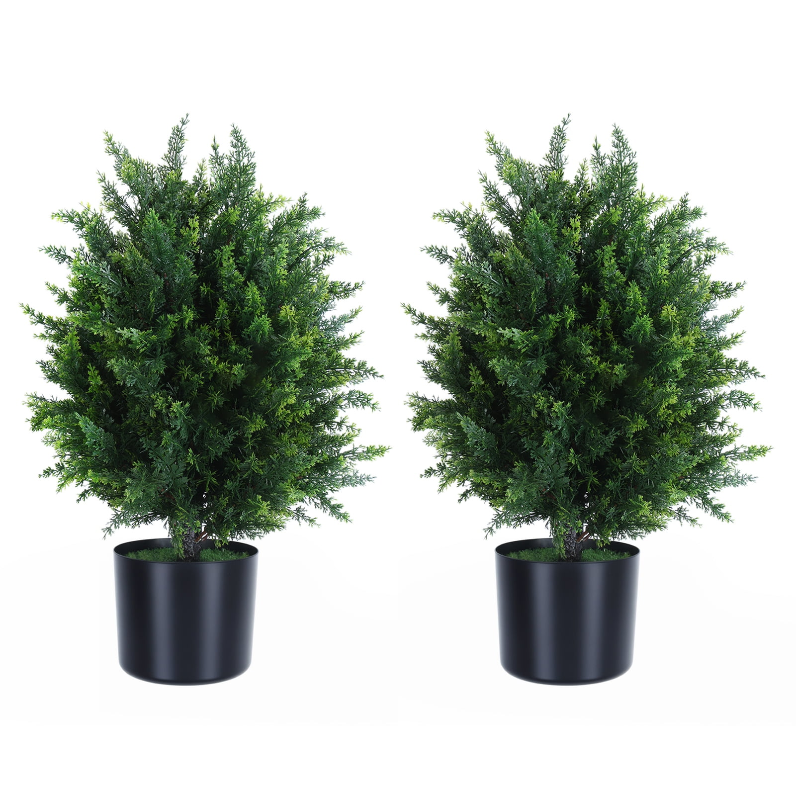 AQSQ 2Pcs Fake Shrubs, 21.6 Inches Simulated Cypress Bonsai, Artificial ...