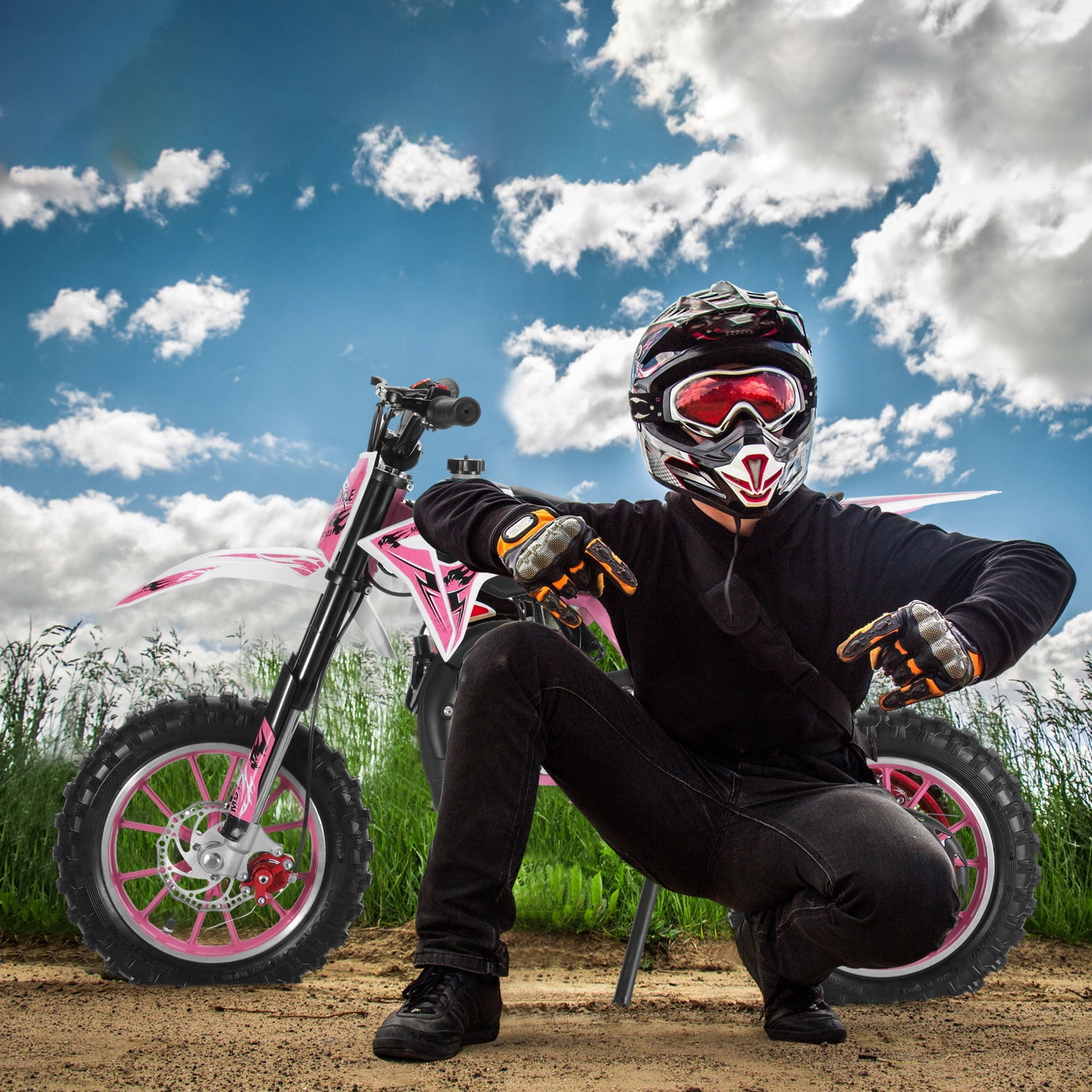 AQSQ 49cc 2-Stroke Kids Dirt Bike, Gas Power Motocross, Off Road Mini ...