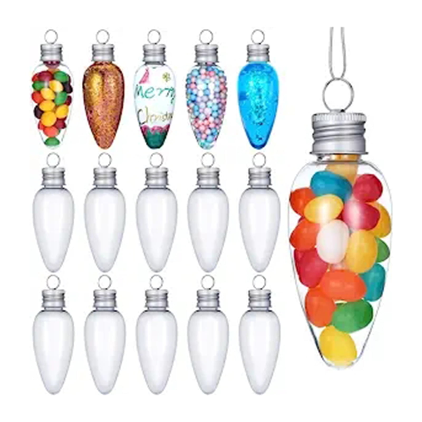 AQSQ 6/12/24Pcs 35ml Christmas Pendants with Screw Off Cap Fillable ...