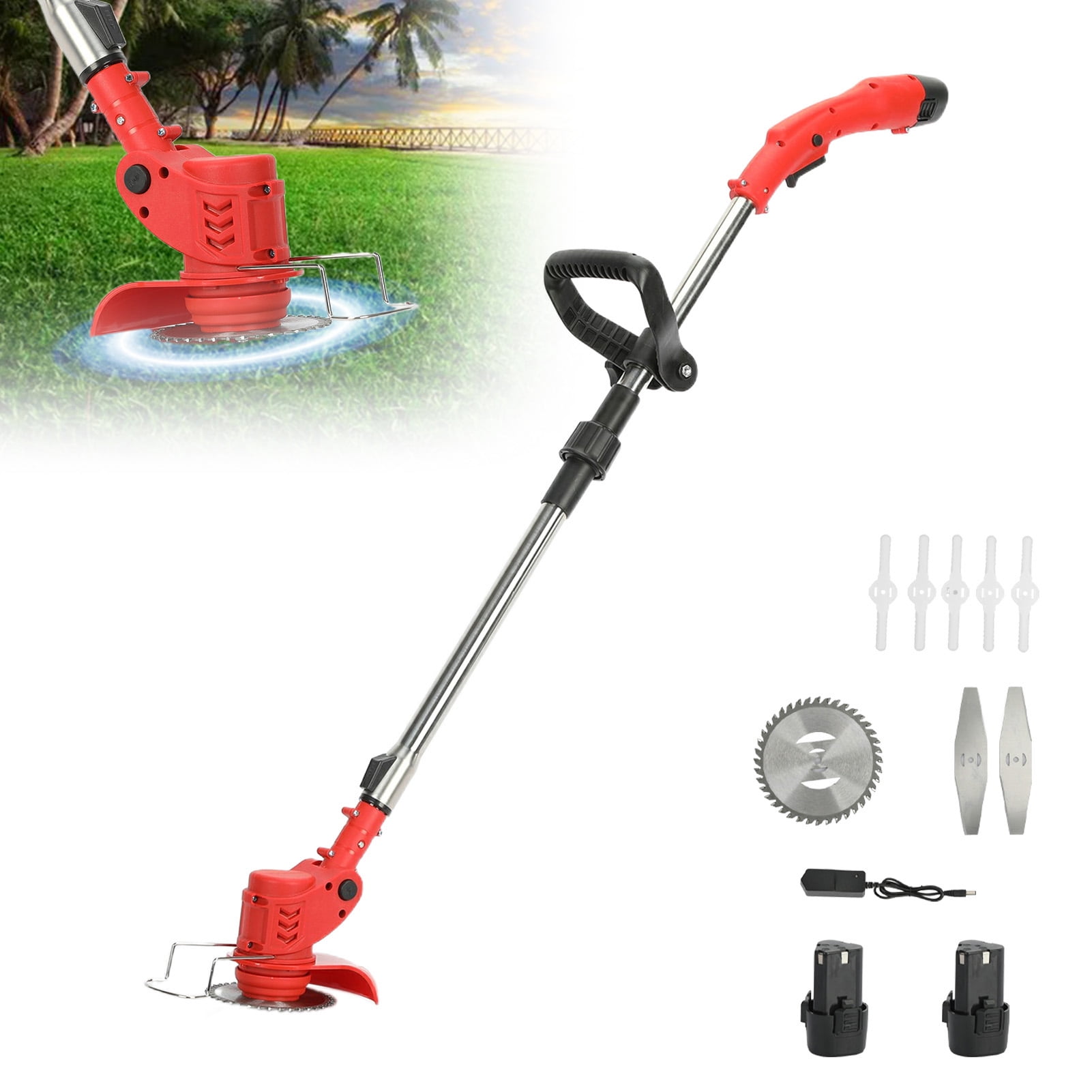 AQSQ Electric Weed Wacker, Battery Powered 12V 2000mAh, Cordless Weed ...