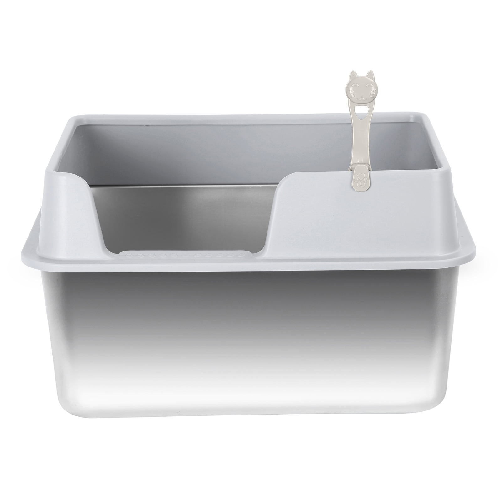 AQSQ Extra Large Cat Litter Box, Stainless Steel Cat Litter Tray, Semi ...