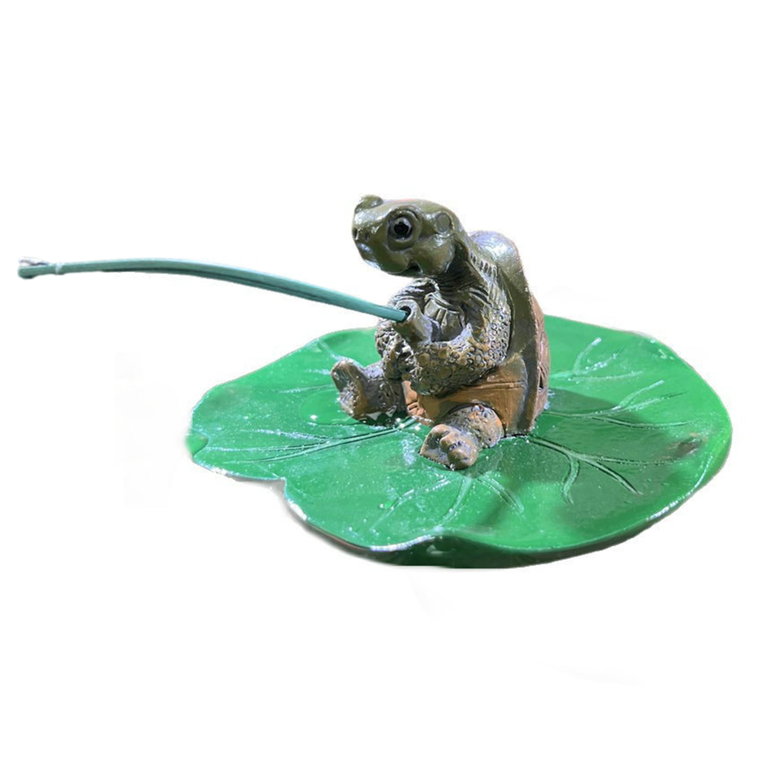 AQSQ Fishing Turtle Statue Resin Angler Turtle on Lotus Leaf Ornament ...