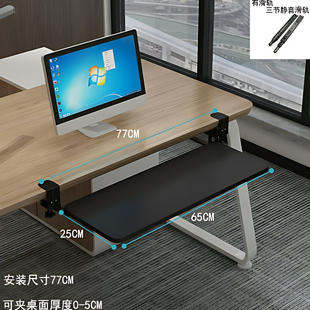 AQSQ Keyboard Tray under Desk, Corner Keyboard Tray with Adjustable C ...