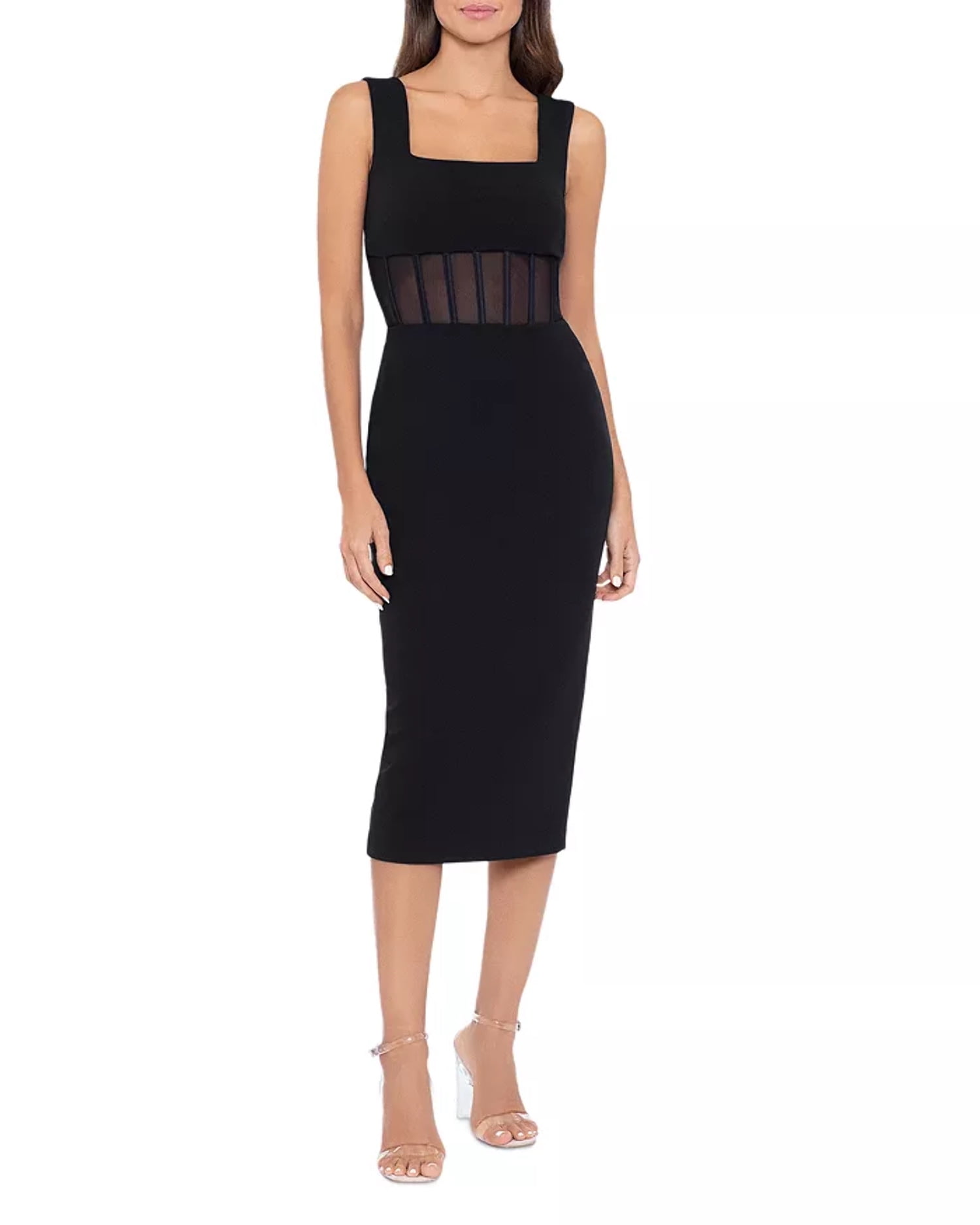 AQUA Bustier Mesh Panel Sheath Dress - Walmart.com