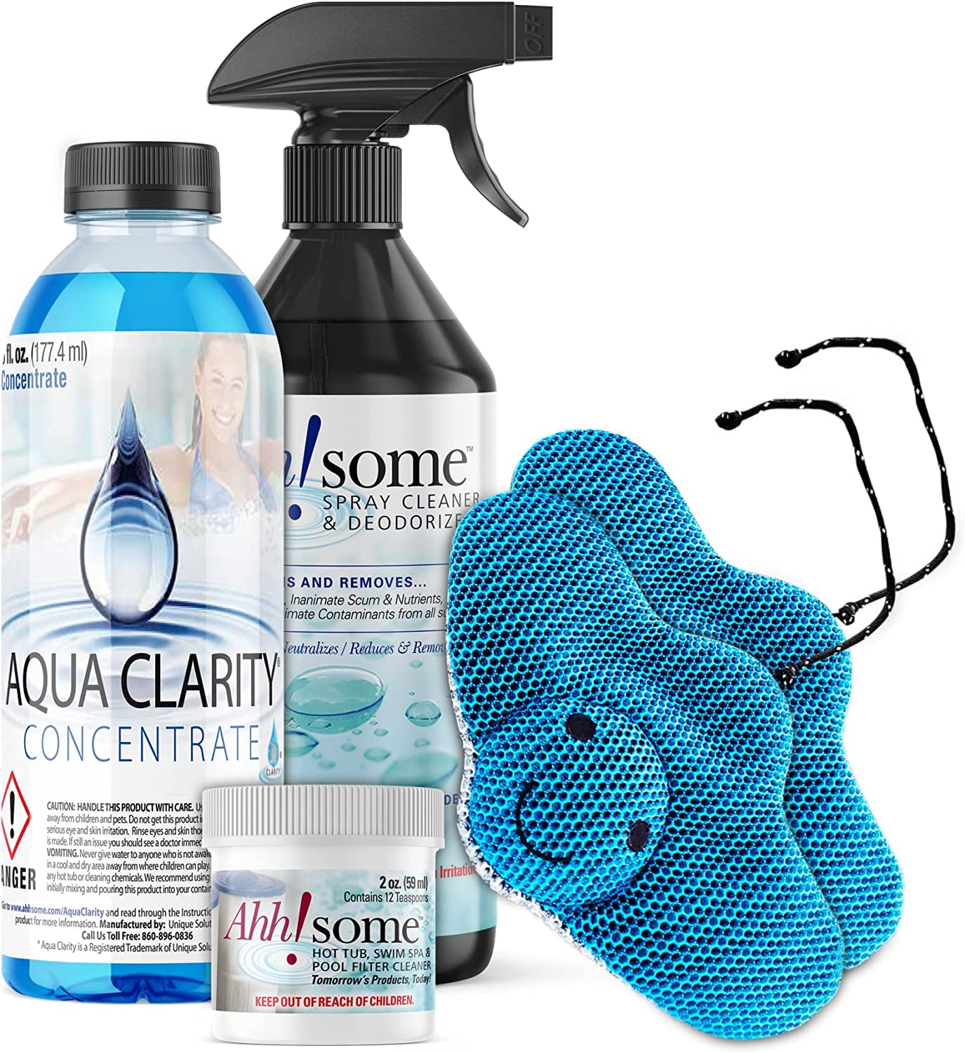 AQUA CLARITY Ahh-Some, and Twin Scum Ray Hot Tub Cleaning Value Pack ...