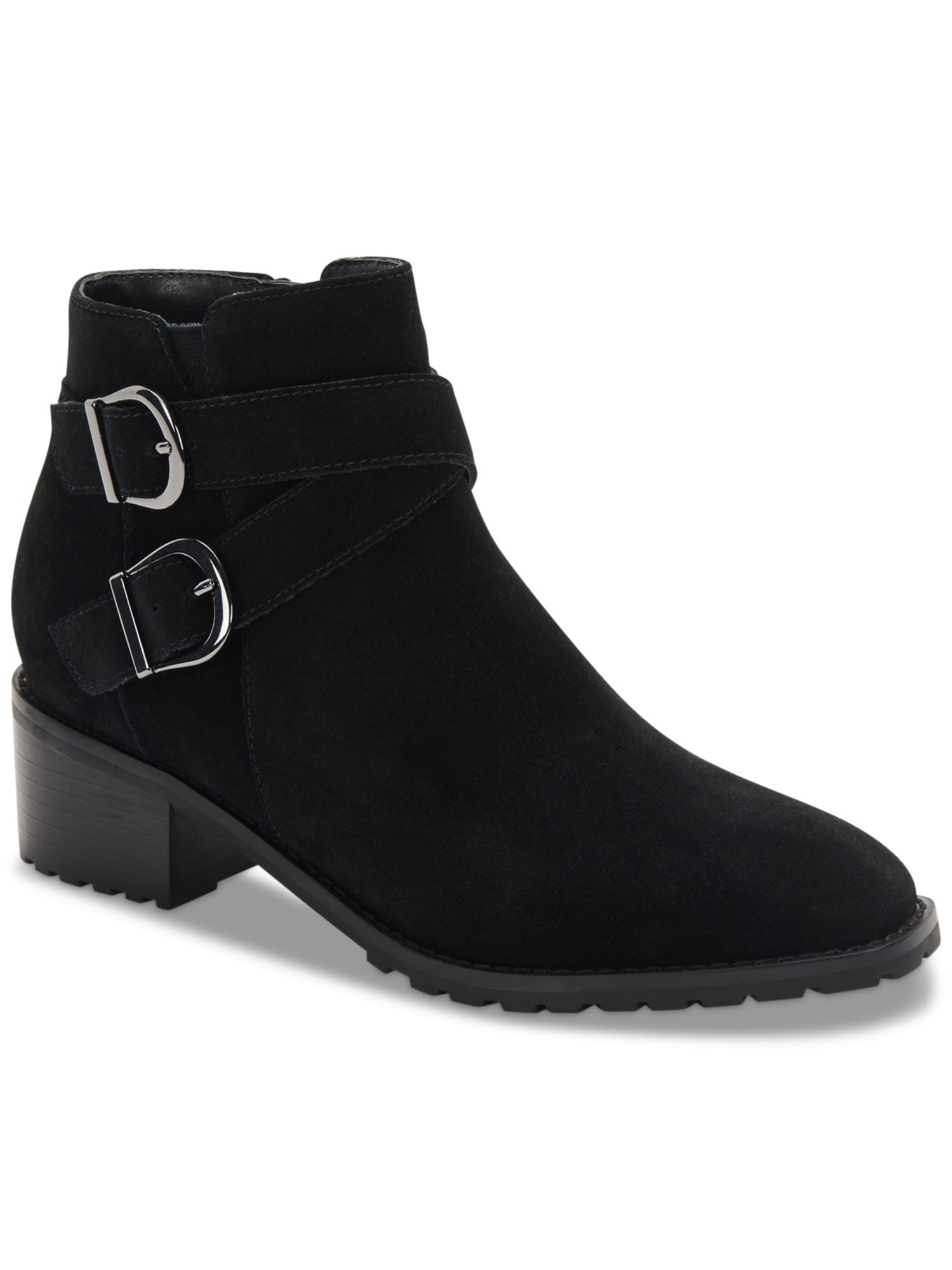 AQUA COLLEGE Womens Black Buckled Strap Details Goring Padded Sela ...