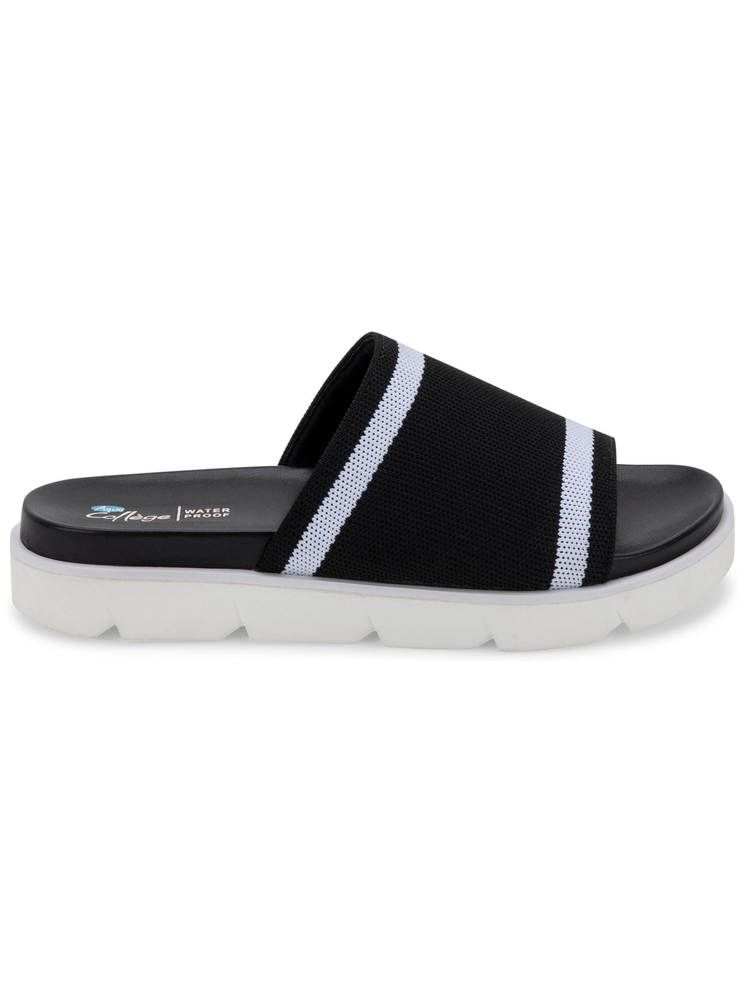 AQUA COLLEGE Womens Black Waterproof Katalina Round Toe Slide Sandals 8 ...