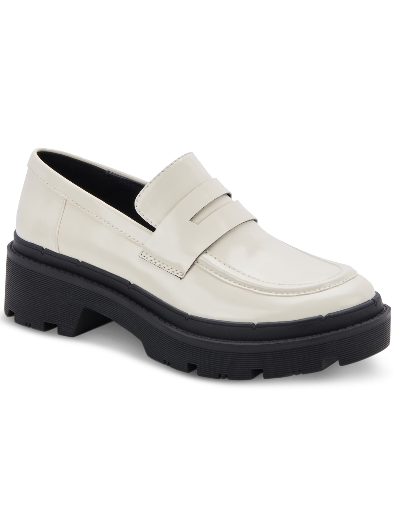 AQUA COLLEGE Womens Ivory 1 Platform Penny Keeper Lug Sole Waterproof ...