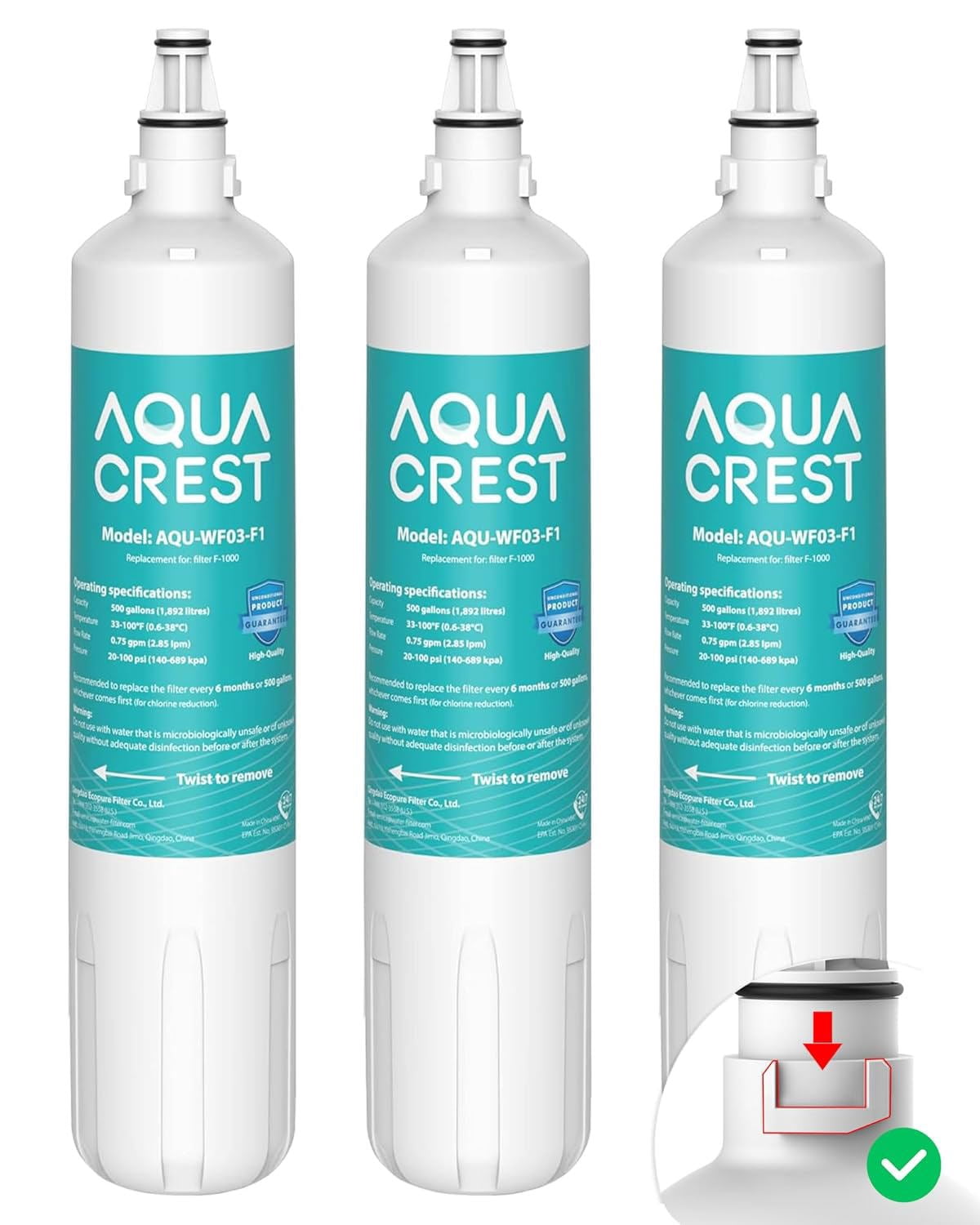 AQUA CREST F-1000 Water Filter, Replacement for InSinkErator® F-1000, F ...