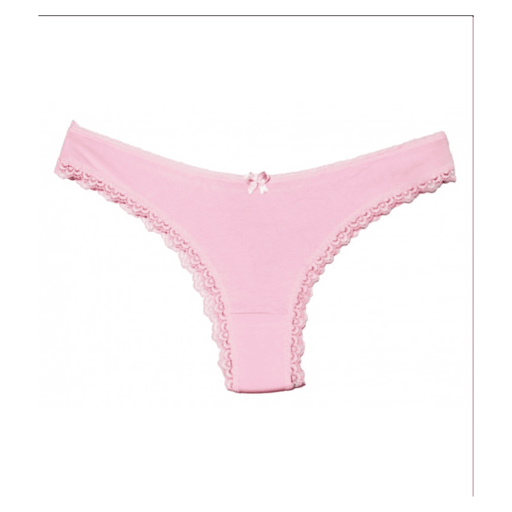 AQUA Intimates Lace Trim Thong Elastic Waistband Pull On , Petal Pink ...