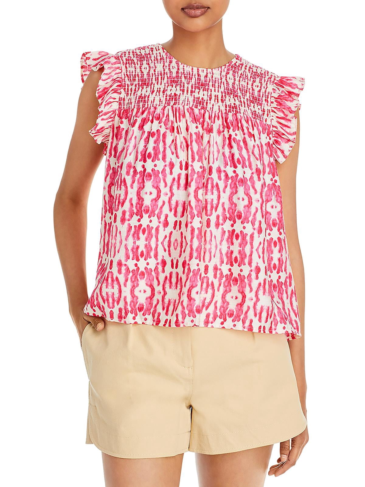 AQUA Smocked Printed Top - Walmart.com