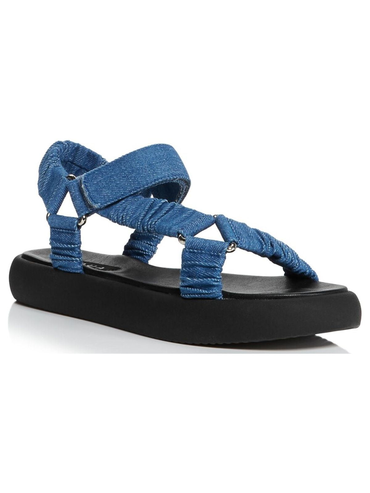 AQUA Womens Blue Adjustable Strap Cushioned Tenly Square Toe Platform ...