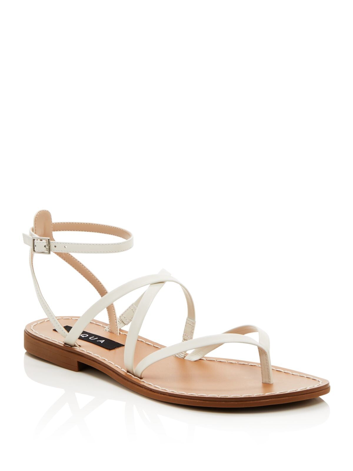 AQUA Womens White Adjustable Strap Strappy Sand Round Toe Block Heel ...
