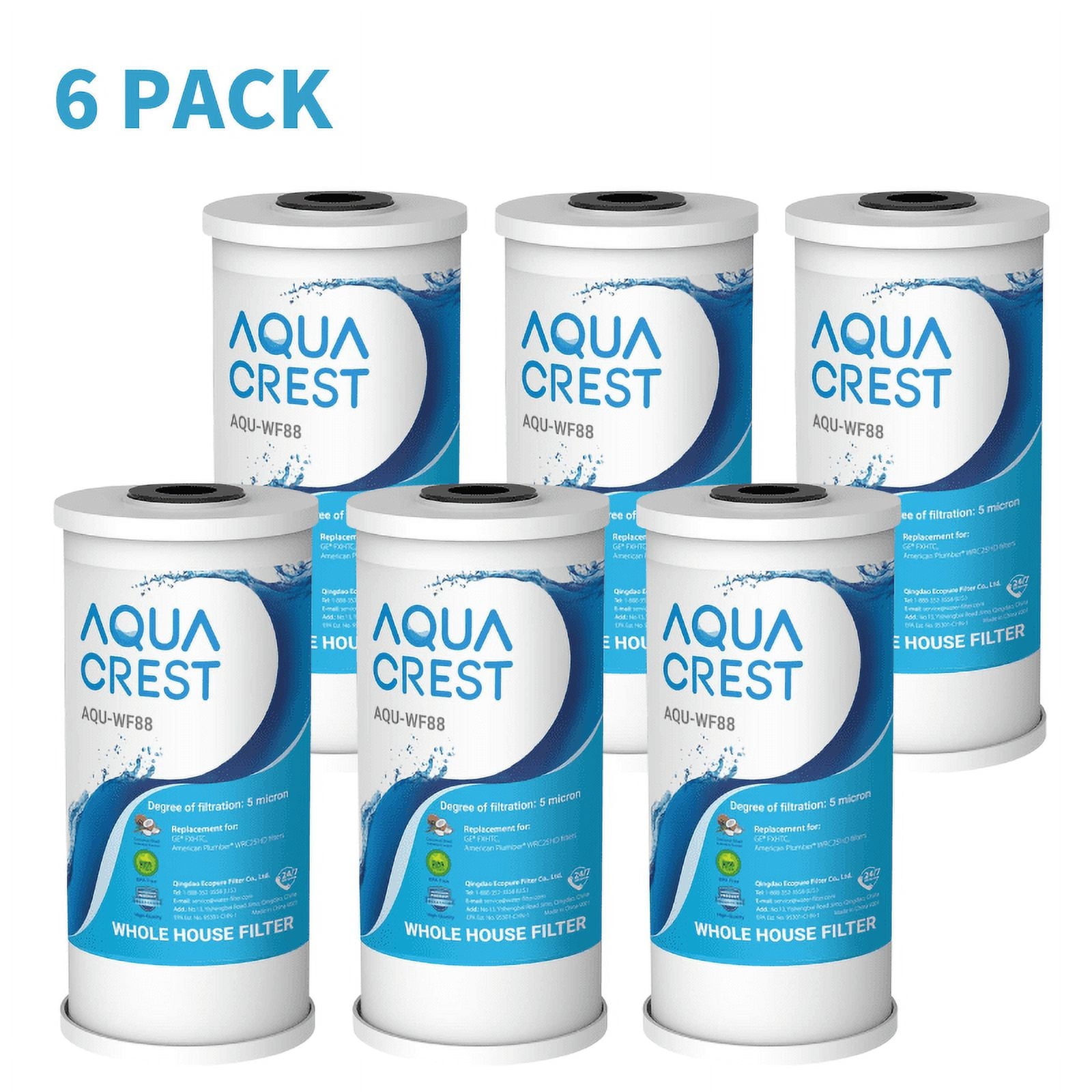 AQUACREST FXHTC Whole House Water Filter Cartridge System, 5 Micron, 10 ...