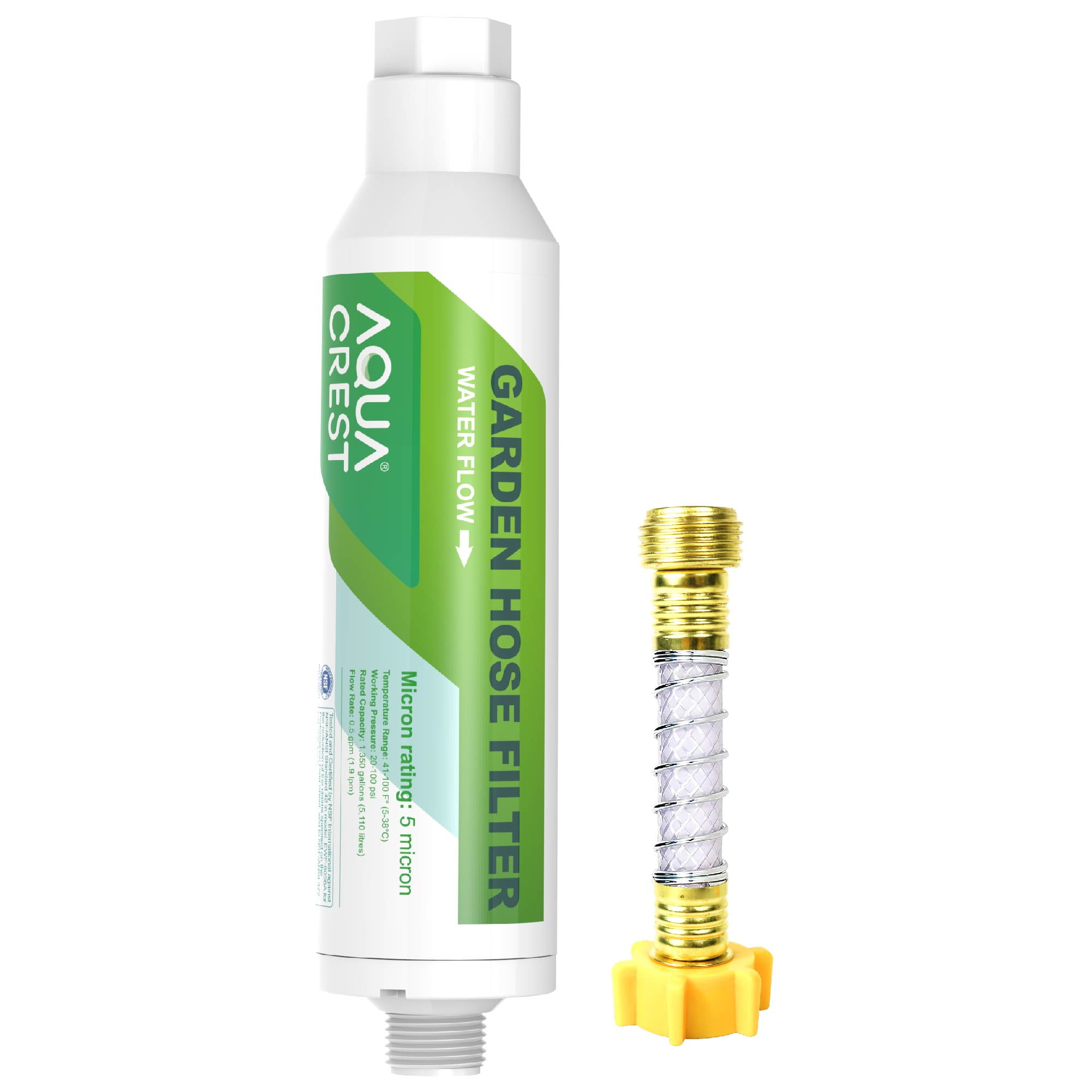 AQUACREST Garden Hose Water Filter with Hose Protector, Improve Plants ...
