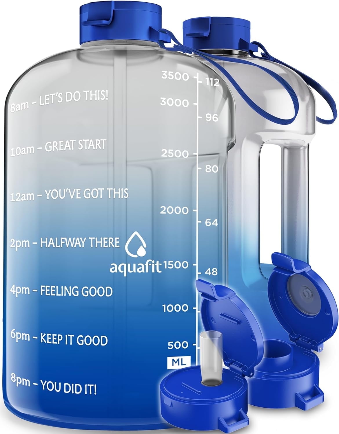 AQUAFIT Reusable Plastic Water Bottle with Straw, Refill Cap, 1 Liter ...