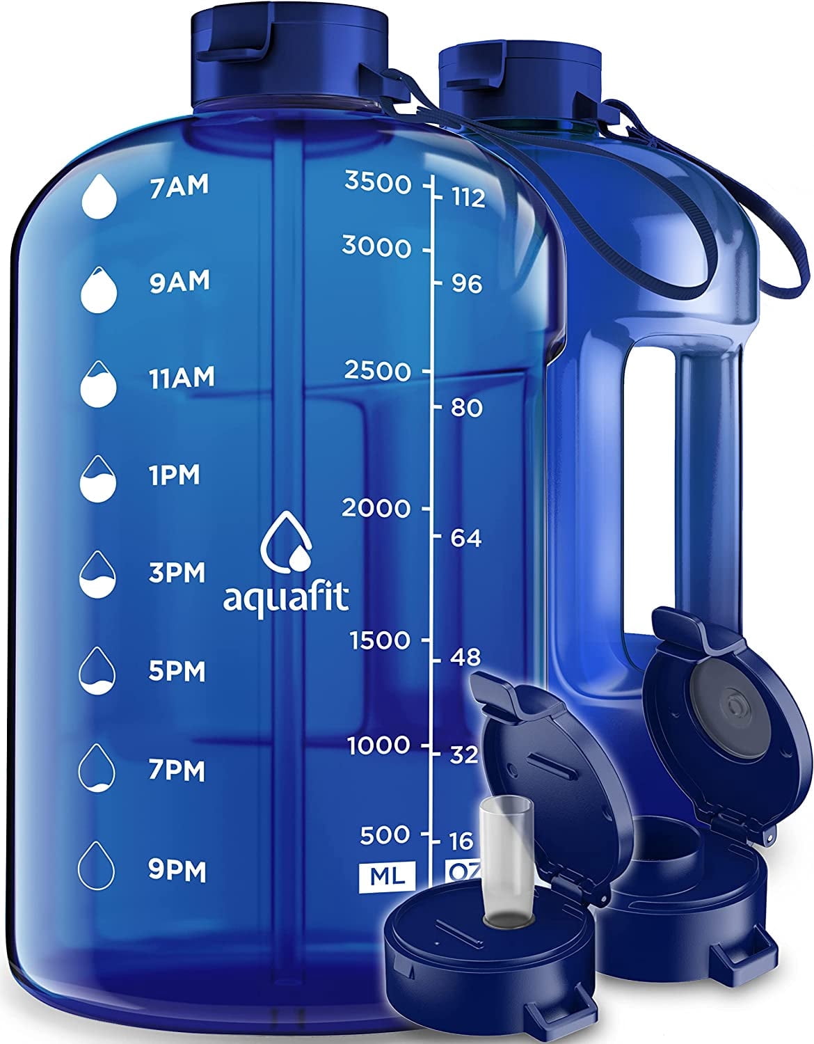 AQUAFIT - Water Bottle with Straw - Motivational Big Water Bottle with ...