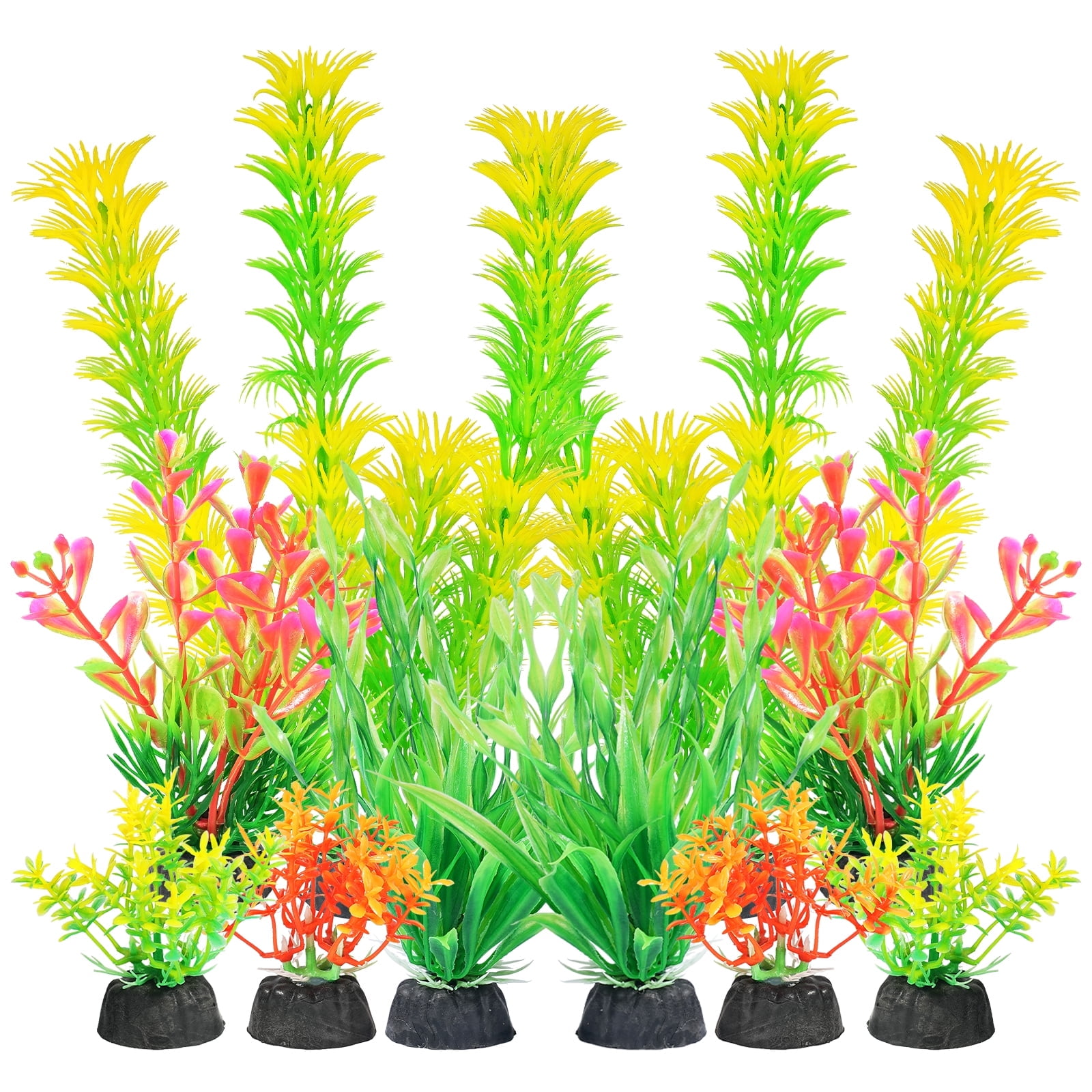 AQUANEAT Artificial Fish Tank Plants, Aquarium Decorations, Yellow ...
