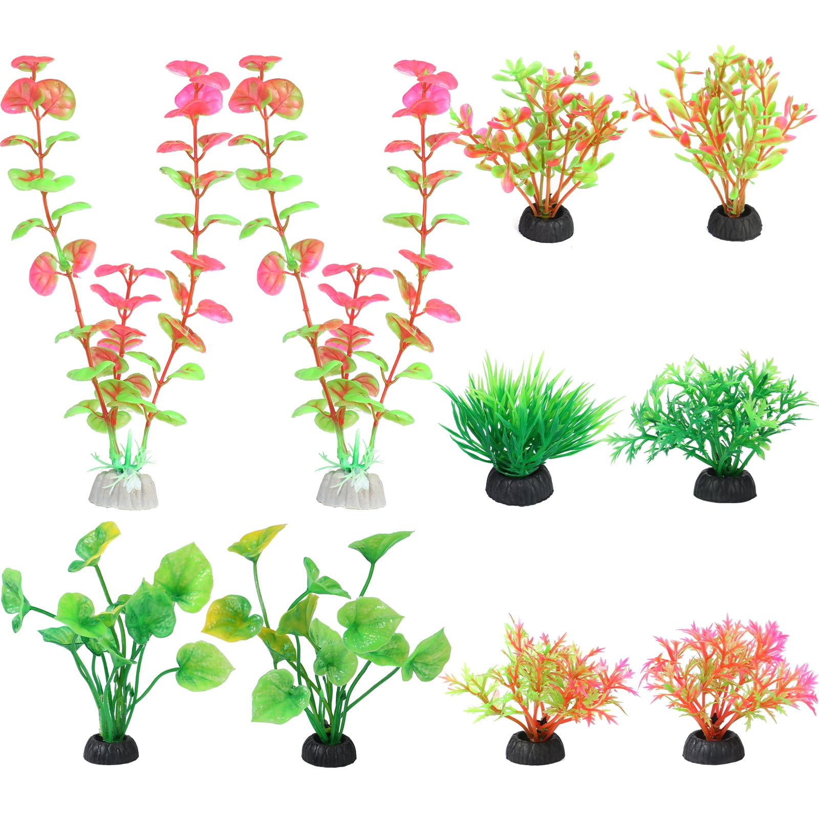 AQUANEAT Fish Tank Decorations, Red Aquarium Plants Plastic, 10pcs Fish ...