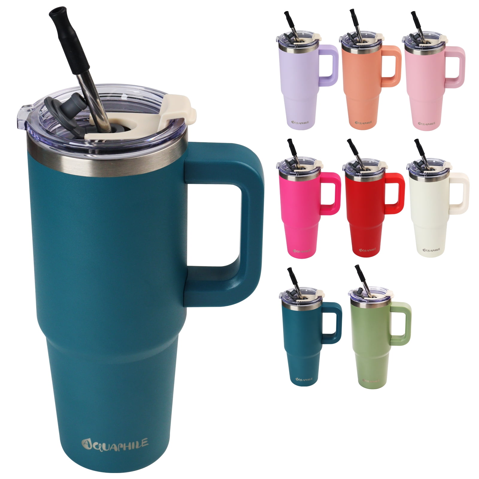 AQUAPHILE Insulated Tumbler with Leak-proof Lid and Straw, 30 oz ...