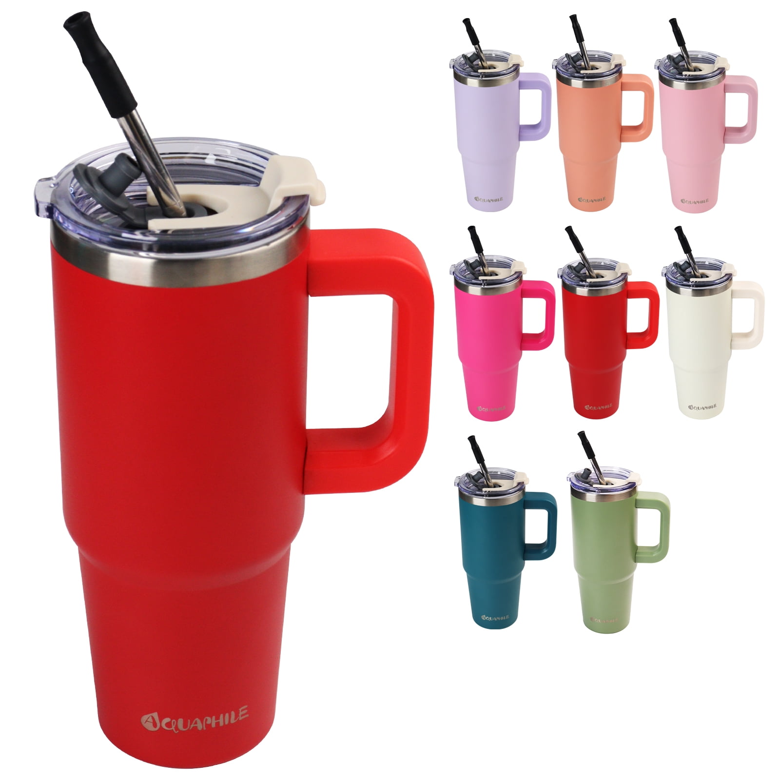 AQUAPHILE Insulated Tumbler with Leak-proof Lid and Straw, 30 oz ...
