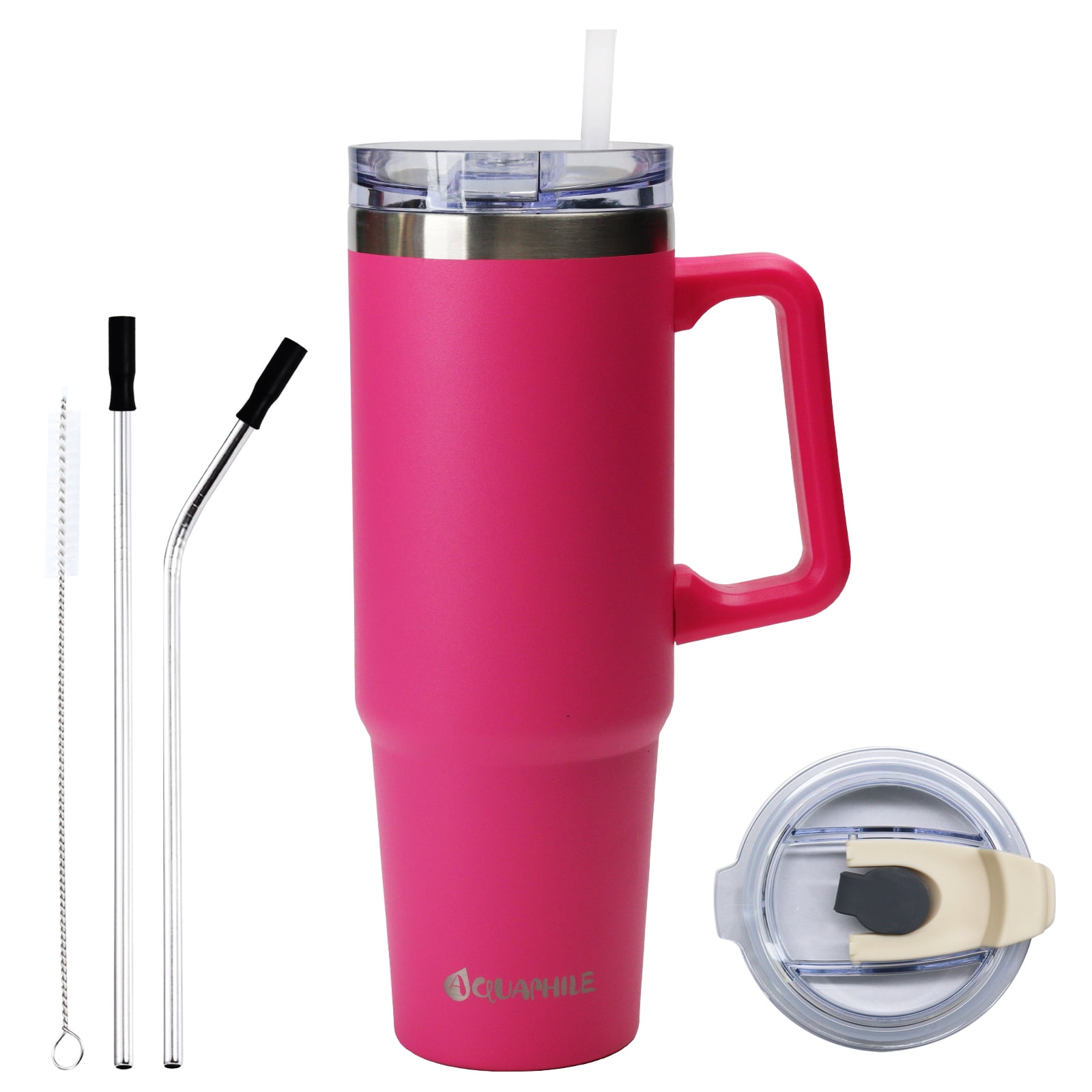 AQUAPHILE 35oz Insulated Coffee Mug with Handle, Lid, Straw, Stainless ...