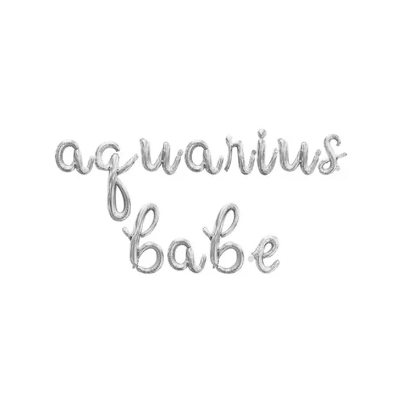 AQUARIUS BABE Cursive Letter Balloon Banner - Zodiac Birthday Party ...