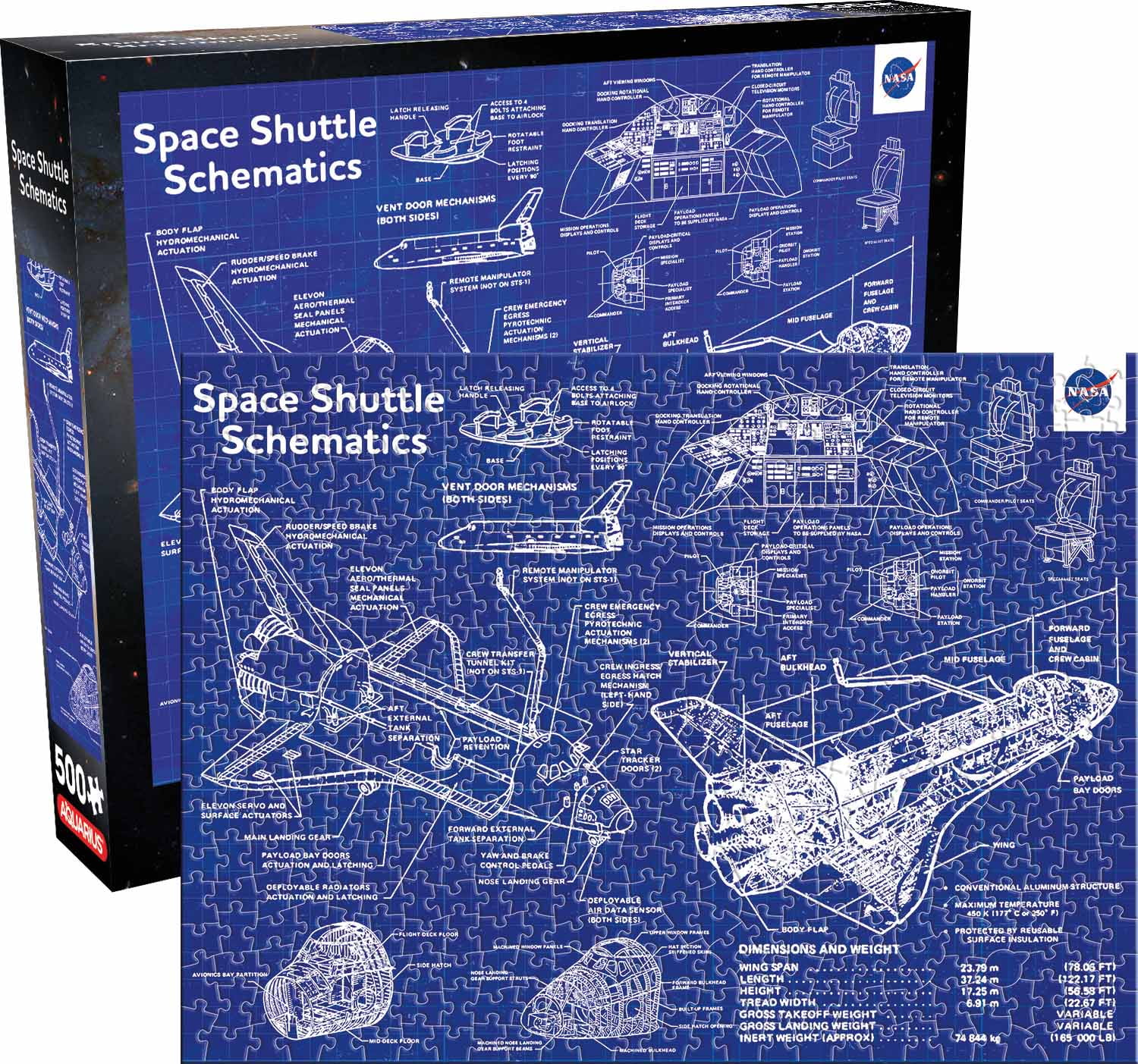 AQUARIUS NASA Space Shuttle Schematics Puzzle (500 Piece Jigsaw Puzzle ...