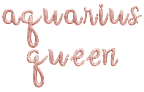 AQUARIUS QUEEN Cursive Script Letter Balloon Banner - Birthday Party ...