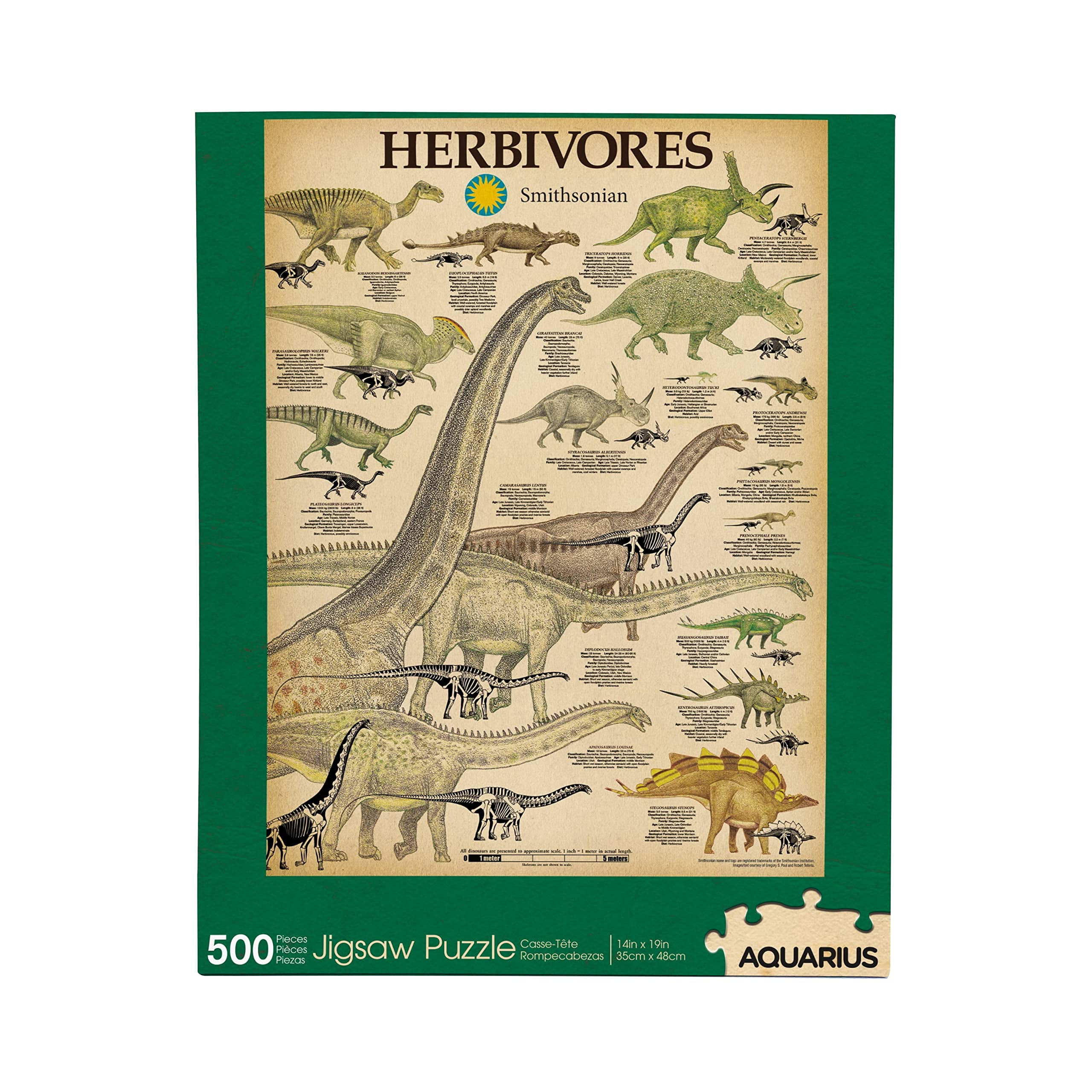AQUARIUS Smithsonian Herbivore Dinosaurs MMF7 Puzzle (500 Piece Jigsaw ...