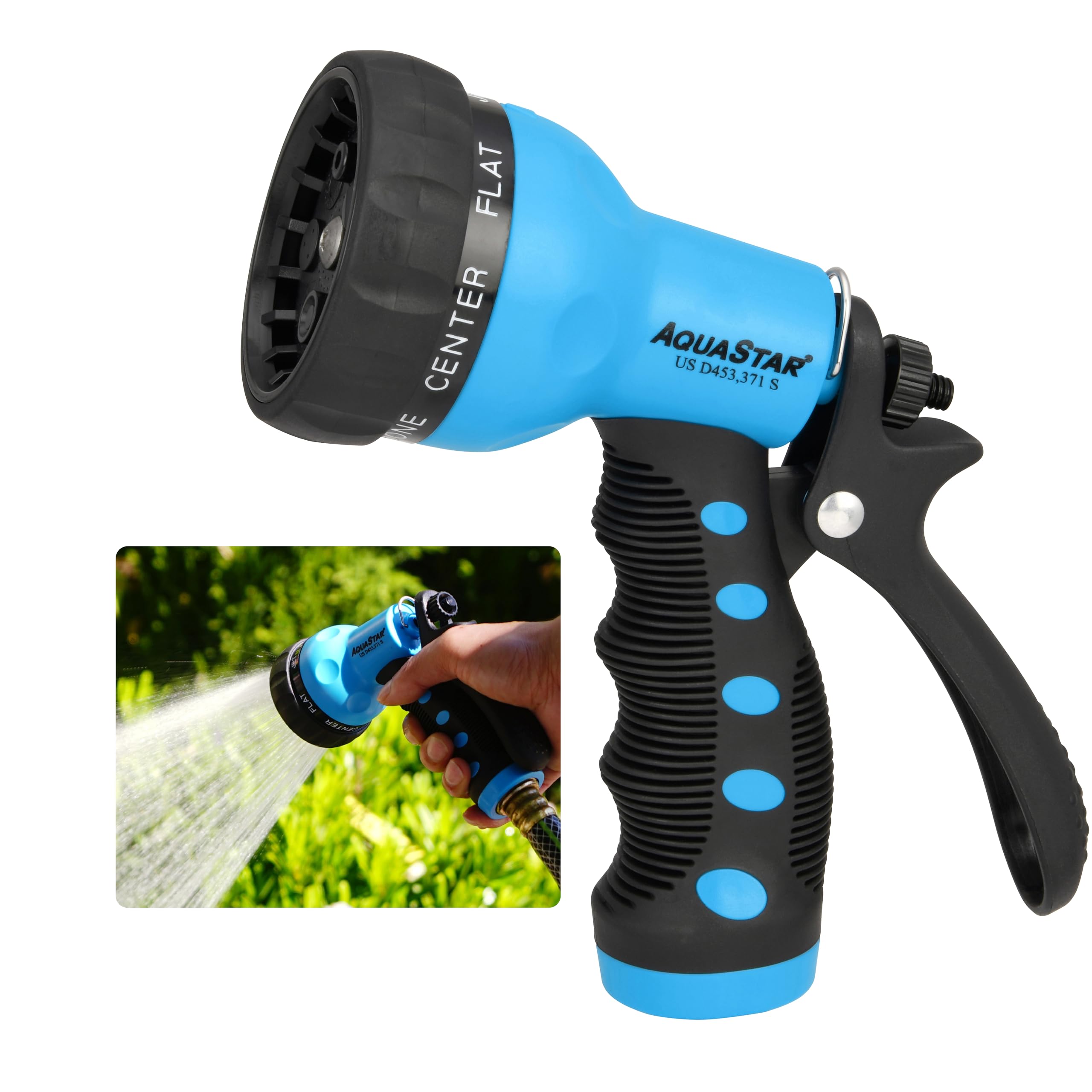 AQUASTAR 73374 7-Pattern Rear SSF20 Trigger Nozzle(Blue), Spayer Nozzle ...