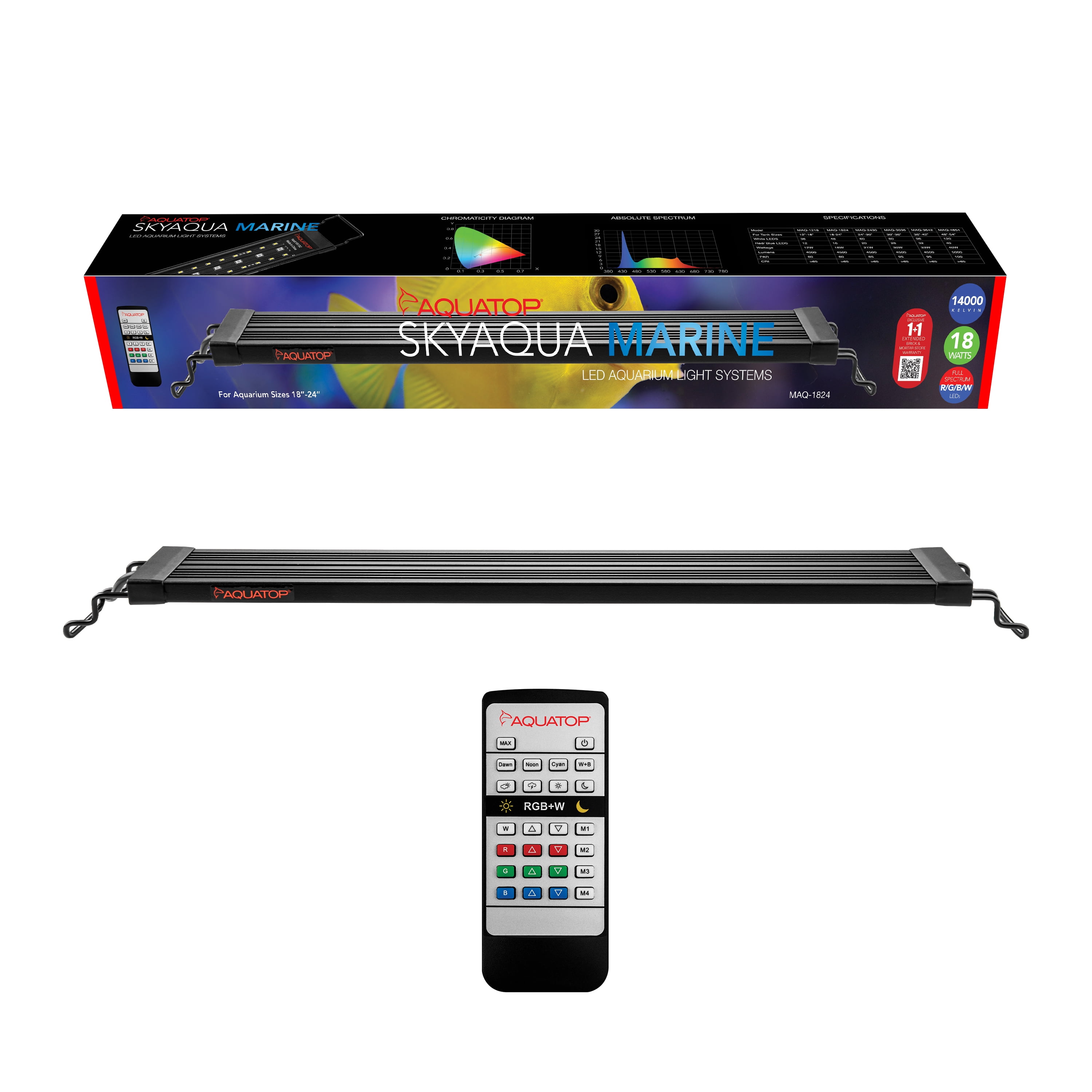 AQUATOP MAQ-1824 18-24 Inch SkyAqua Marine LED Light with 3 Position ...