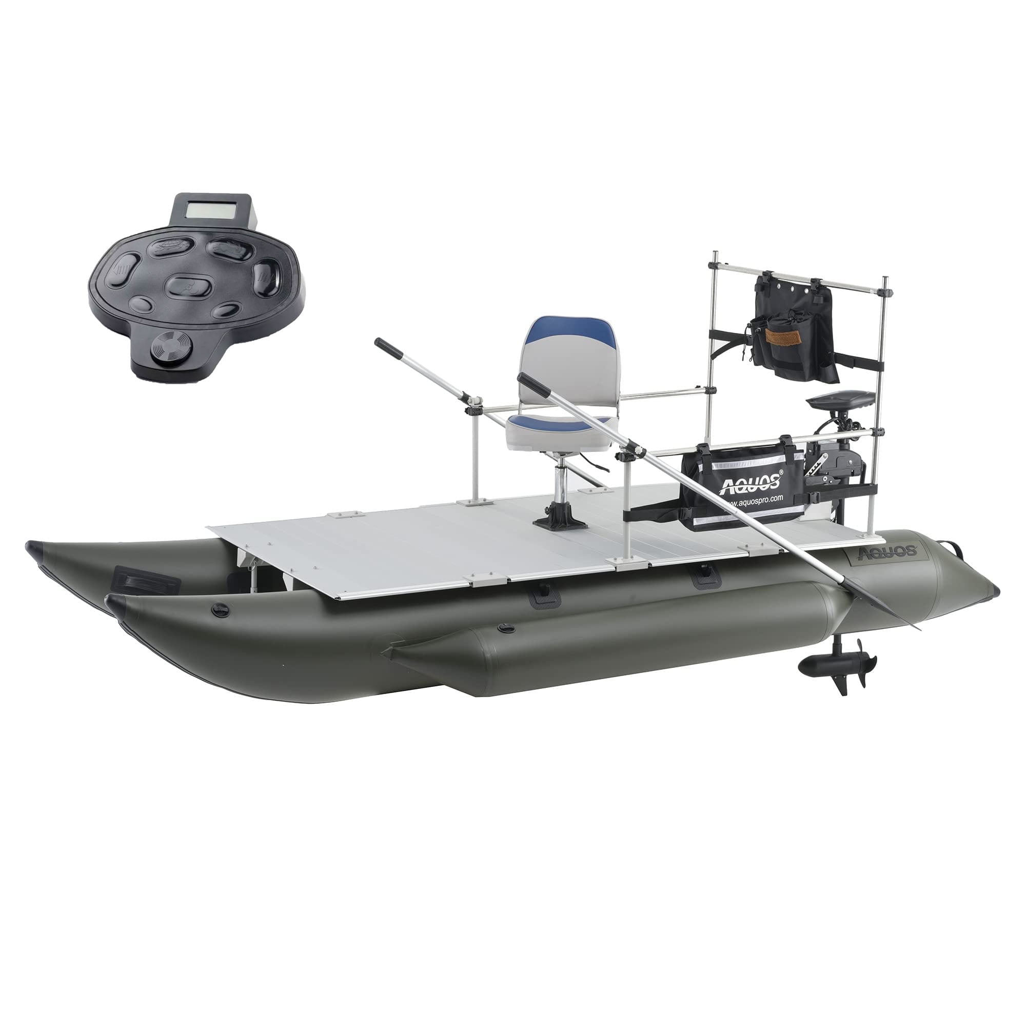 AQUOS 10.2ft Inflatable Pontoon Boat with Fishing Paddle, Haswing 12V ...