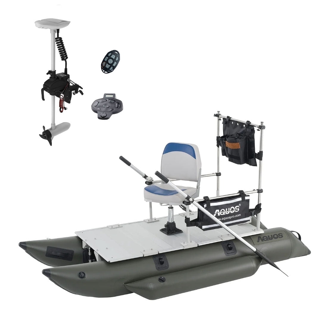 AQUOS 10.2 Plus ft Inflatable Pontoon Boat with Haswing White 12V 55LBS ...