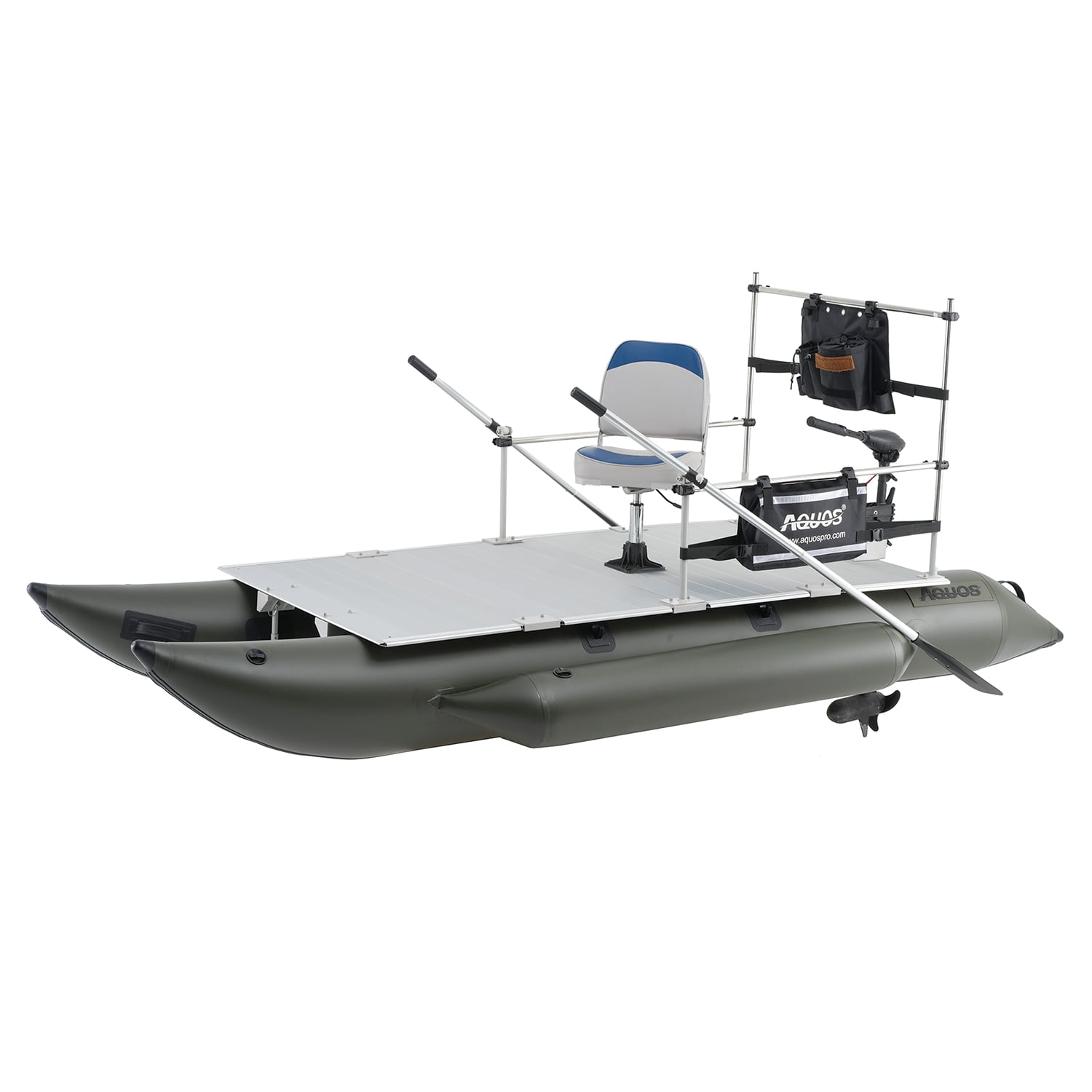 AQUOS 12.5ft Inflatable Pontoon Boat with Haswing 12V 55LBS Transom ...